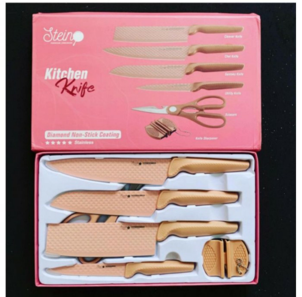 STEIN Cookware Diamond Kitchen Knife Set Pisau 6 in 1 – Fiya Store
